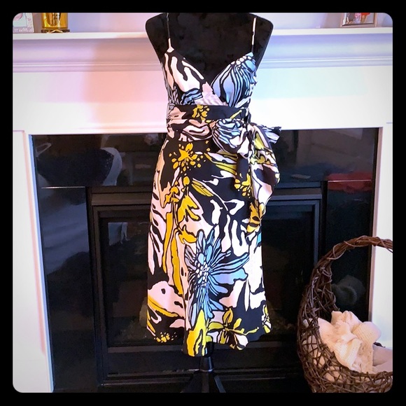 Molly New York Dresses Molly Of New York Faux Wrap Silk Midi Dress Poshmark